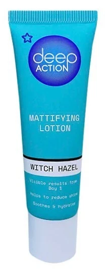 SUPERDRUG, DEEP ACTION, Mattifying Lotion with Witch Hazel, 30ml. Boxed ...
