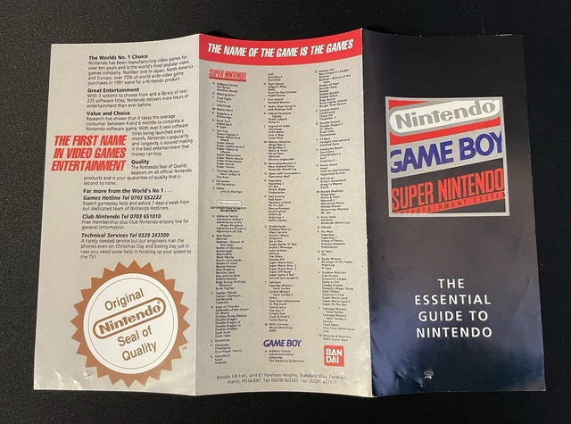 THE ESSENTIAL GUIDE To Nintendo Leaflet Brochure Bandai NES SNES ...