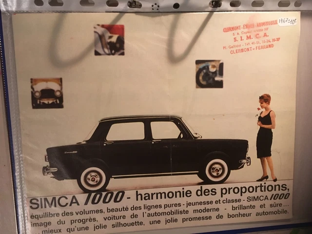 1967 SIMCA 1000 Car Dealership Garage Catalog £12.91 - PicClick UK