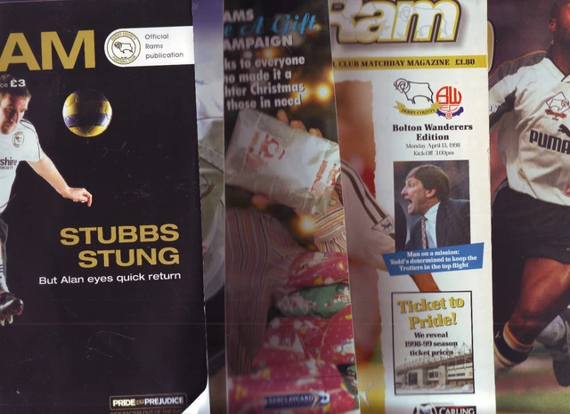 DERBY COUNTY V Forest, Villa, Wba, Wednesday,Southampton (2) & More 11 ...