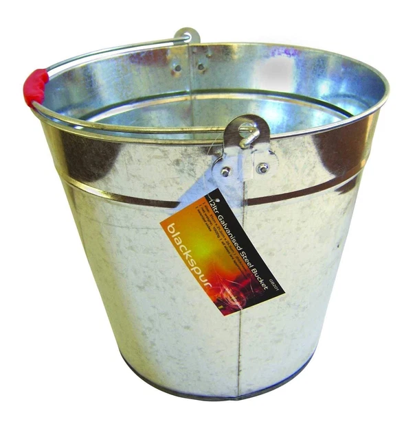 GALVANISED METAL BUCKET Pail Strong Steel 12L Handle Water Coal Fire ...