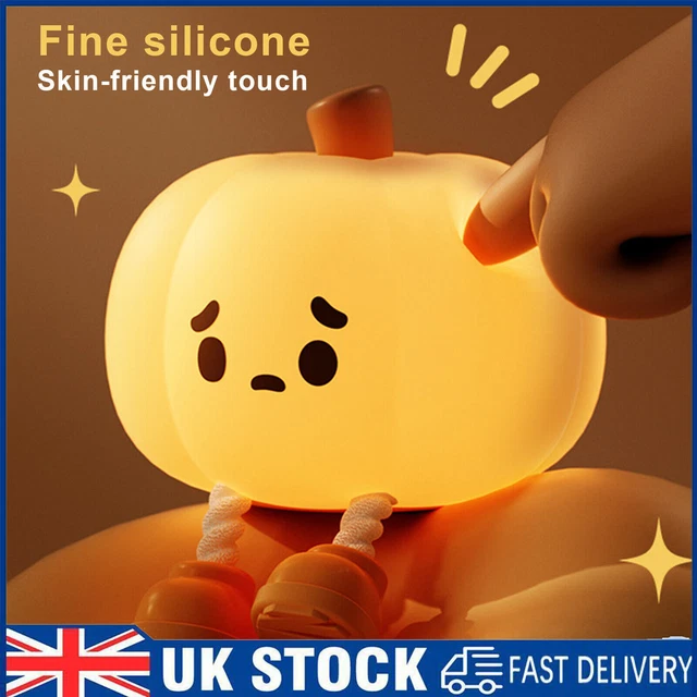 PUMPKIN NIGHT LIGHT Cute Silicone Lamp Halloween Portable with Timer ...