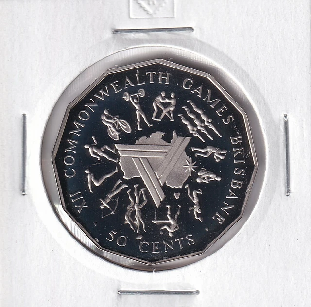 AUSTRALIAN PROOF: 1982 50 Cent Coin Commonwealth Games In 2X2 Holder ...