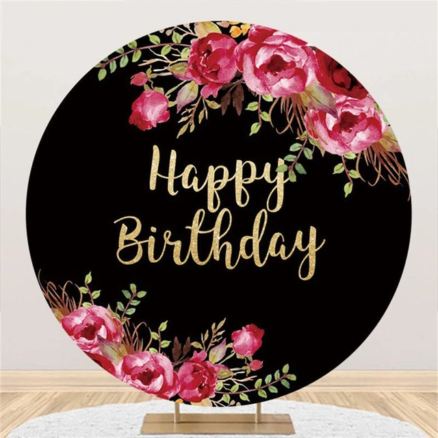ROSE RED BLACK Theme Happy Birthday Circle Backdrop $37.79 - PicClick AU