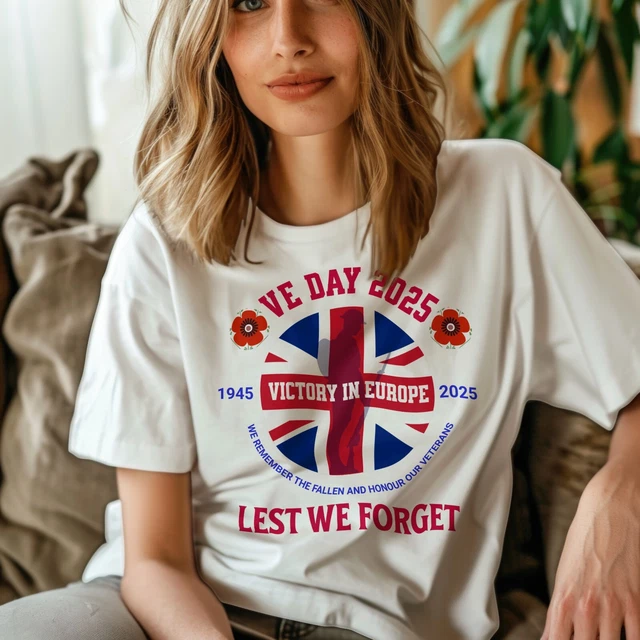 VE DAY 80TH Anniversary 8th May 2025 T Shirt Ladies Unisex Celebration ...