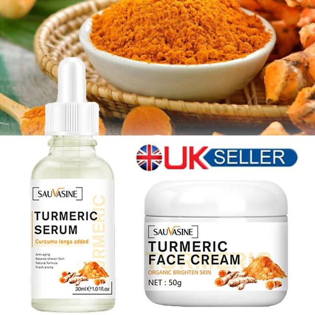 TURMERIC SERUM FACE Whitening Cream Acne Melasma Dark Spot Corrector ...