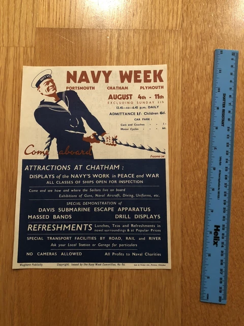 RARE PORTSMOUTH CHATHAM Plymouth NAVY WEEK Original POSTER Southern ...
