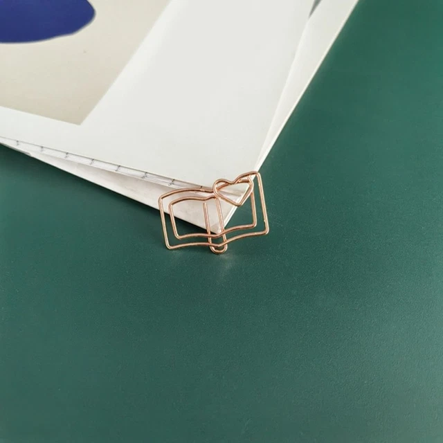 30PCS BOOK SHAPE Paper Clip Small Paperclips Metal Paper Clamp Book ...