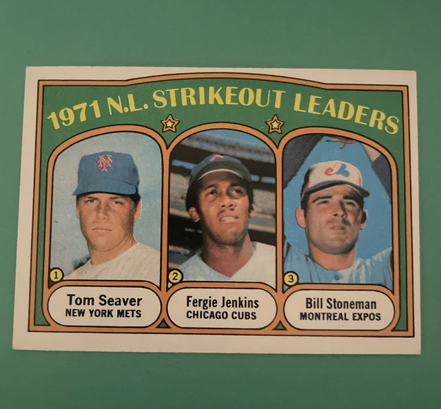 1972 TOPPS NL Strikeout Leaders Tom Seaver, Fergie Jenkins, Bill ...