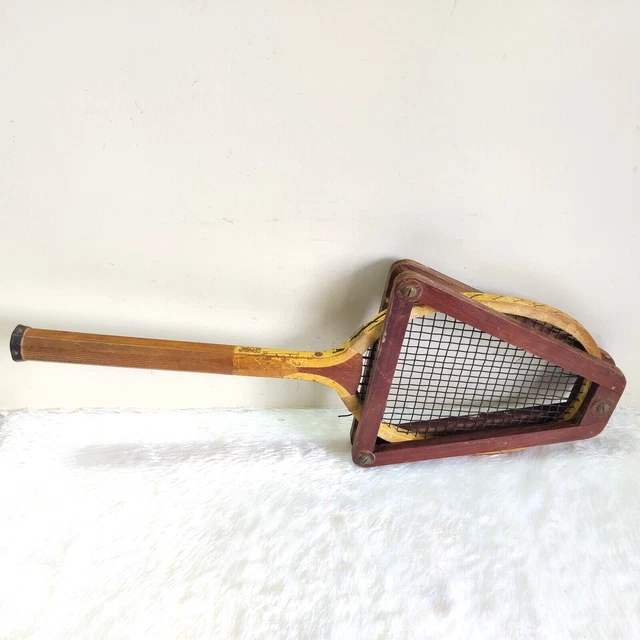ANTIQUE SPECIAL TENNIS Racket Steel Wire Wooden Sport Decorative ...