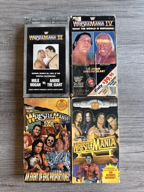 WWF WRESTLEMANIA VHS Lot - III, IV (Part One Only), IX, & XII Coliseum ...