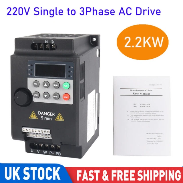 VFD FREQUENCY SPEED Controller 2.2KW 220V Single to 3Phase Motor Inverter Drive £69.89 - PicClick UK