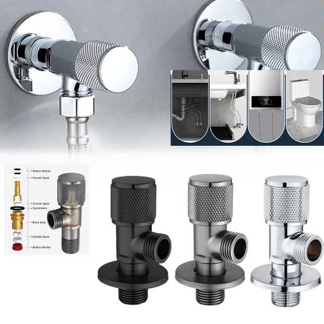 BRASS ANGLE VALVE Inlet Valve Bathroom Outlet Valve G1/2 Basin Water ...