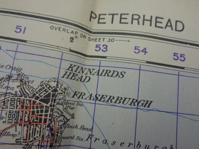 WW2 WAR OFFICE map of "PETERHEAD" (Home Guard, Army, RAF, Civil Defence ...