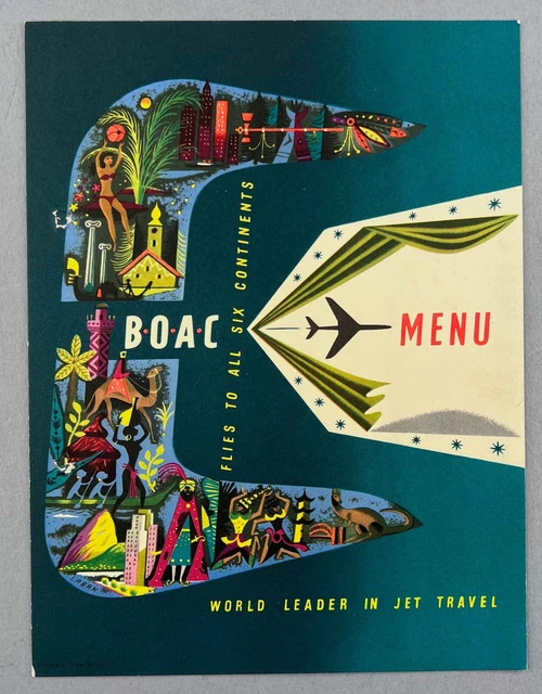 BOAC VINTAGE AIRLINE Menu B.o.a.c. World Leader In Jet Travel £14.95 ...