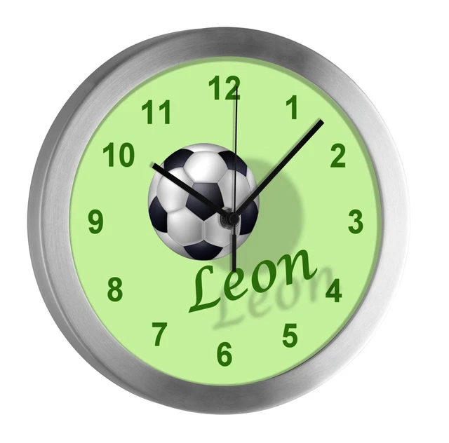 KINDERUHR MIT NAMEN Kinder Funkuhr leise Wanduhr Kinderzimmer Uhr Fußball 2 EUR 37,99 - PicClick DE