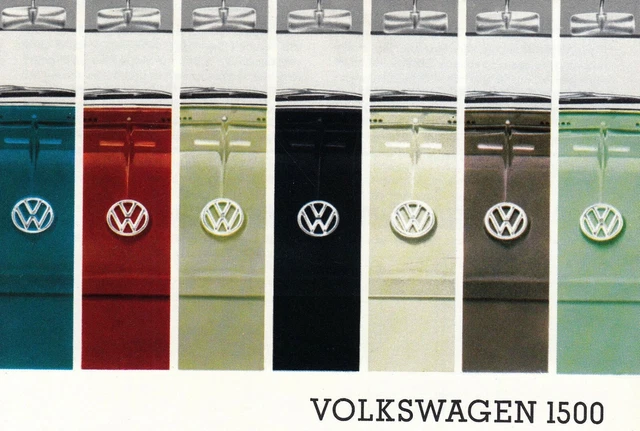 VW VOLKSWAGEN 1500 colors color card color chart brochure 1963 64 £20. ...