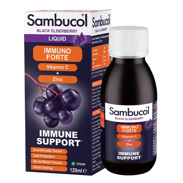 SAMBUCOL IMMUNO FORTE For immune support Liquid 120ml £12.75 - PicClick UK