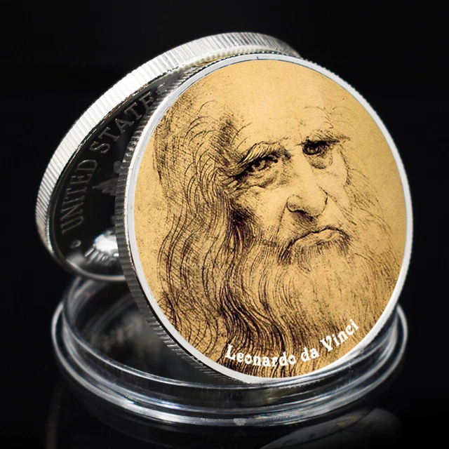 SELF-PORTRAIT OF LEONARDO Da Vinci Silver Coin Art Worth Collection ...
