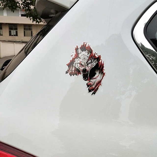 MOTORCYCLE HELMET STICKER Angry Wolf Car Sticker Marks Headlight Decal ...