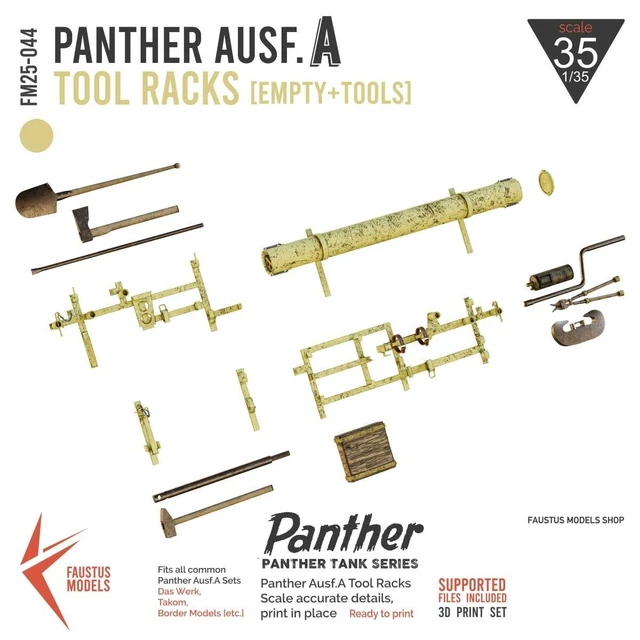 3D DRUCK 16K 1/35 WW2 German Panther A Vehicle Tools Detached Set Ultra ...
