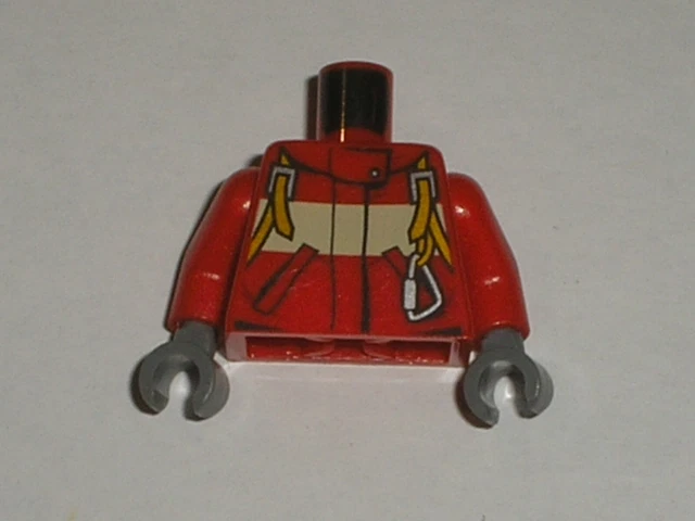 LEGO RED TORSO Fire Suit Harness Carabine 973pb1010c01 Minifig cty0678 ...