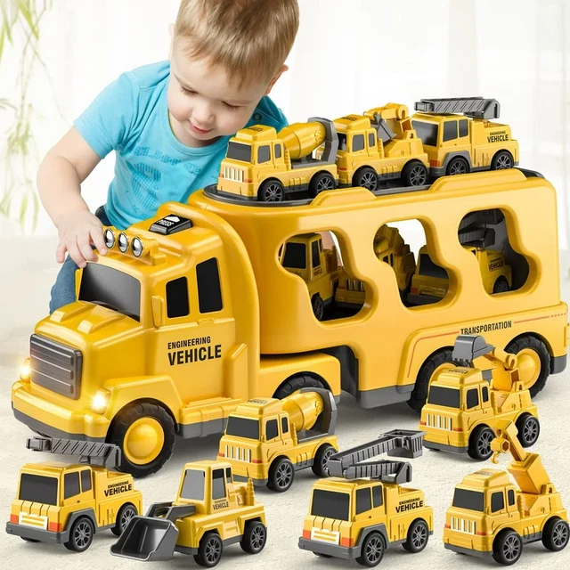 VEHICLE CONSTRUCTION SETS Excavator Crane Bulldozer Truck Mixer Filler ...
