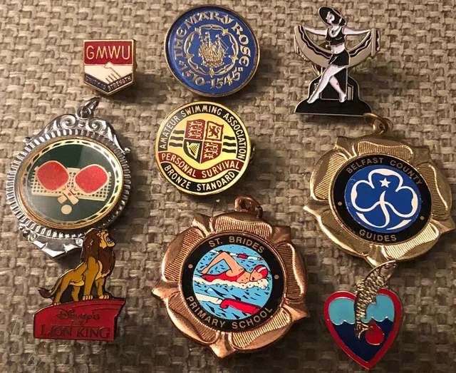 UNA COLLEZIONE DI Vecchi Distintivi Smalto E Metallo Badge & Medaglie ...