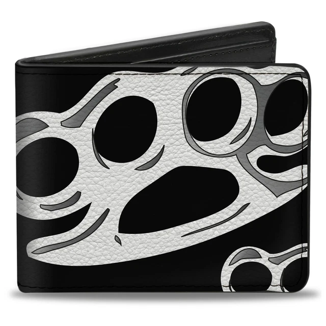 Bi Fold Wallet Brass Knuckles Skulls Roses2 Black White Eur 27 69