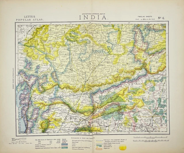 ANTIQUE MAP OF Asia - Map of India - Mysore - Carnatic - Letts´s ...