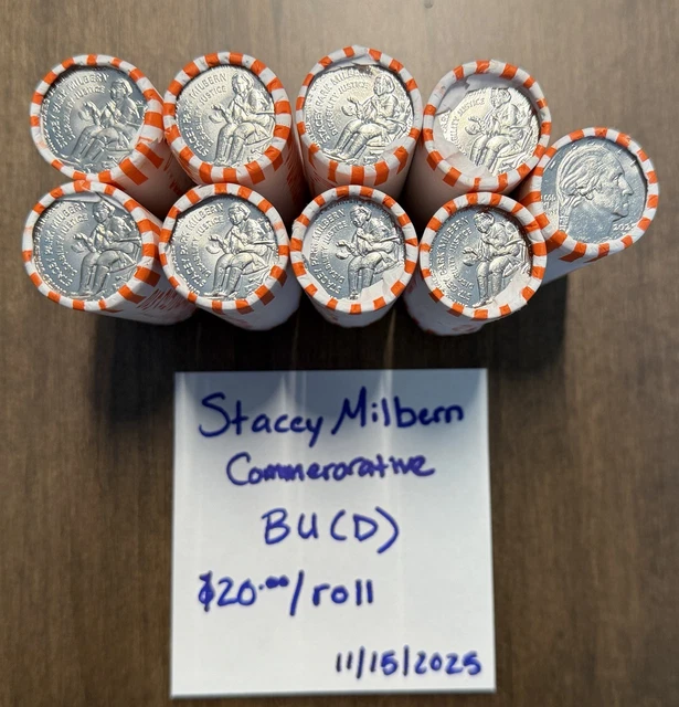 10 ROLLS 2025 D Stacey Park Milbern Quarters BU OBW from WELLS FARGO ...
