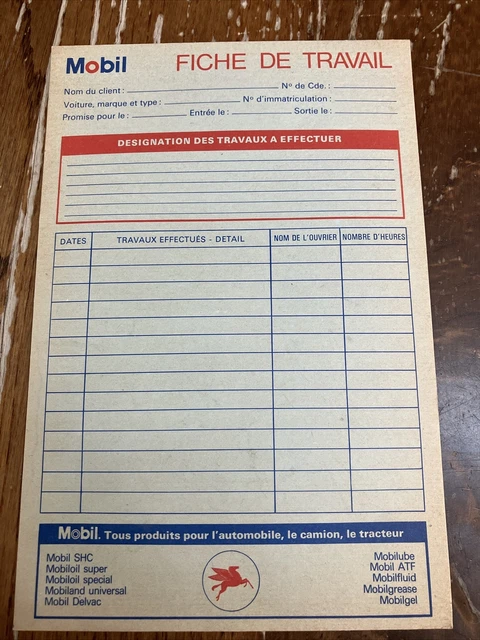 ANCIENNE FICHE TRAVAIL Garage Mobil Automobile Vierge Années 60 16/24cm ...