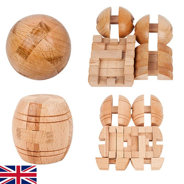 3D IQ WOODEN Intelligence Toy Chinese Brain Teaser Game Puzzle For Kids Adults £6.18 - PicClick UK