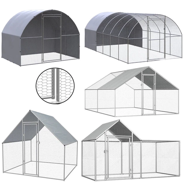 HÜHNERSTALL MIT DACH Verzinkter Stahl Freilaufgehege Hühnerhaus ...