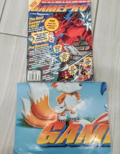 GAMEPRO MAGAZINE MARCH 1993 With Sonic The Hedgehog 2 Poster $24.99 ...