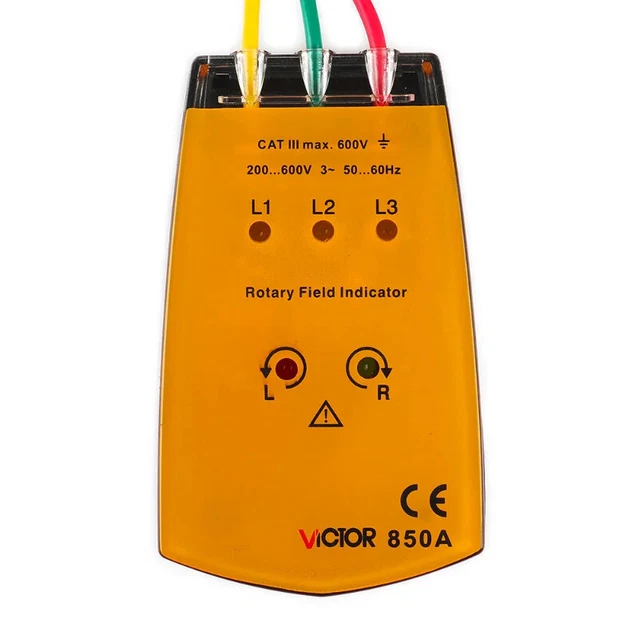 850A 3 PHASE Rotation Tester Indicator Detector Sequence Presence Cable ...