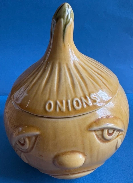 VINTAGE CERAMIC CHARACTER Face Crying Onion Lidded Pot P3196 Made In ...
