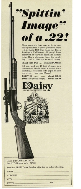 1967 DAISY MODEL 26 BB Gun rifle with scope Vintage Print Ad £8.55 ...