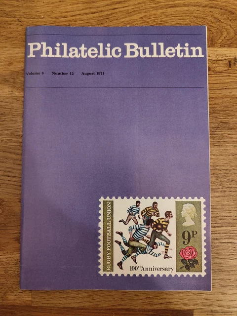 MAGAZINE - BRITISH Royal Mail Philatelic Stamp Bulletin Aug 1971 Rugby ...