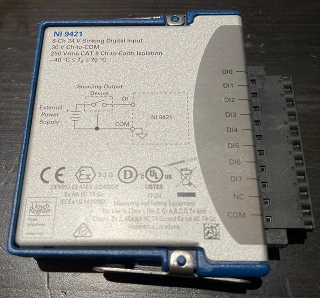 NATIONAL INSTRUMENTS NI 9421 8-Ch 24V Sinking Digital Imput 30V $90.00 ...