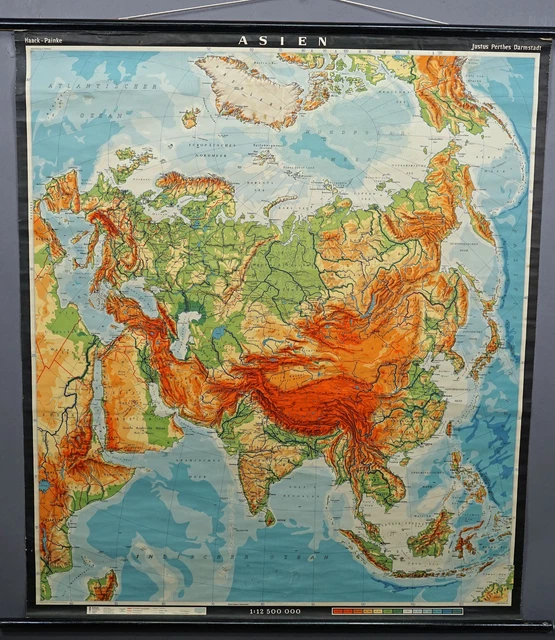 VINTAGE MURAL MAP Asia Rollable Wall Chart Poster £165.62 - PicClick UK