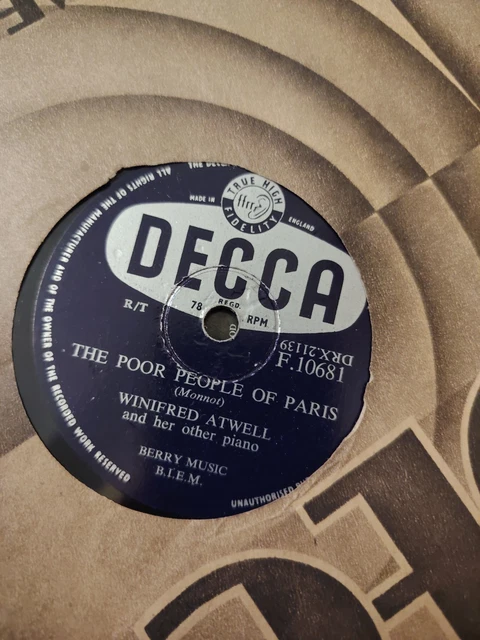 WINIFRED ATWELL 78RPM Record The Poor People Of Paris/Piano Turner's ...