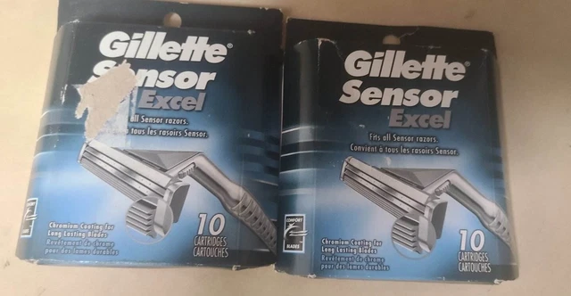 GILLETTE SENSOR EXCEL Razor Cartridges, 10 Count, 2 Boxes Total 20 Cart ...