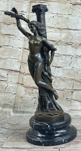 GRANDE ORIGINALE WOMAN Tenuto Captive By A Palo Bronzo Scultura Moderno ...