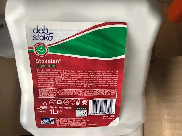 PACK OF 6 Deb Stoko RES1L STOKOLAN LIGHT PURE CREAM 1 L refill pack of ...