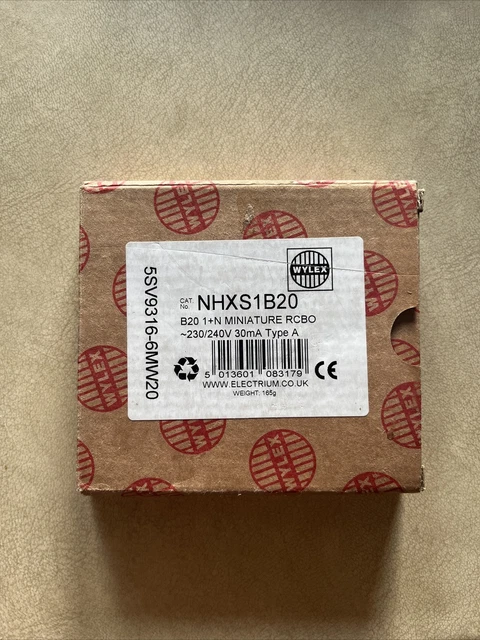 WYLEX NHXS1B20 MINIATURE 30mA RCBO - Type A B20 230V £17.36 - PicClick UK