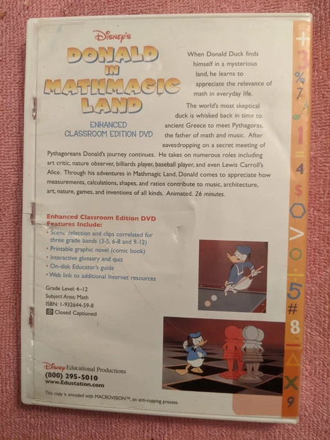 DISNEY'S DONALD IN MATHMAGIC LAND, DVD, Enhanced Classroom Edition , EX ...