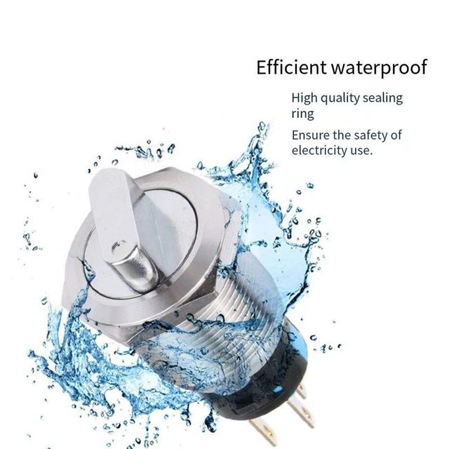 STAINLESS STEEL 19MM Latching Rotary Switch 3 Positions LED Light 12 ...