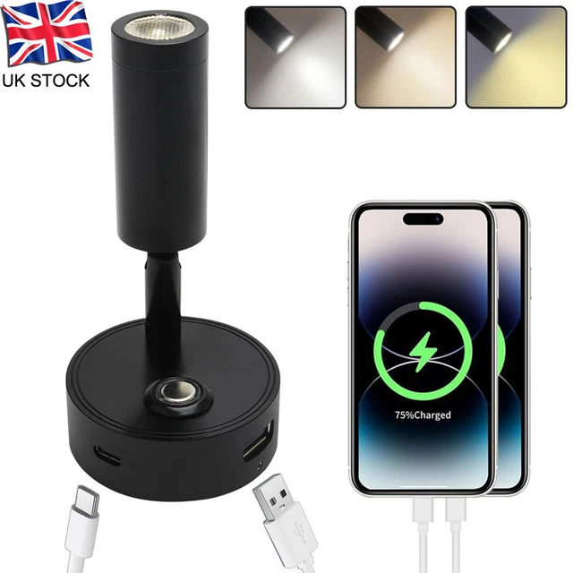 LED READING LIGHT 12V 24V Black Spotlight Touch Controlled Switch for ...