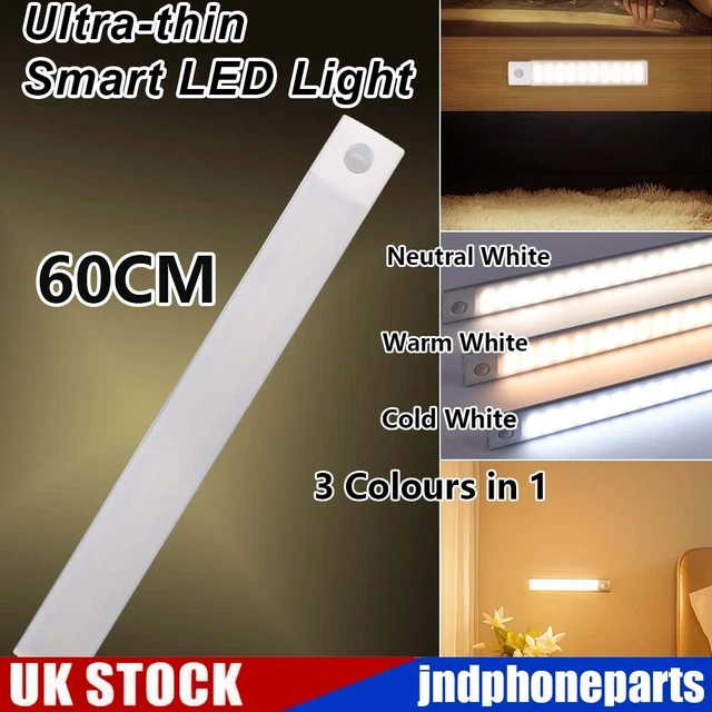60CM RECHARGEABLE LED Under Cabinet Lights Motion Silver Kitchen ...